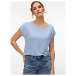 V&eacute;ro Moda Rundhalsshirt VERO MODA "VMAVA PLAIN SS TOP GAJRS NOOS", Damen, Gr. S, brunnera blau, Jersey, Obermaterial: 95% Lyocell, 5% Elasthan, unifarben, regular fit normal, Rundhals, Shirts Rundhalsshirt, Materialmix, regular fit