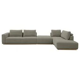 Wohnlandschaft Musterring, olive, B:395cm H:78cm T:202cm, 100% Polyester, Sofas, Wohnlandschaft, Anreihsofa mit Armlehne links, Eckteil rechts mit Kissen & Hocker