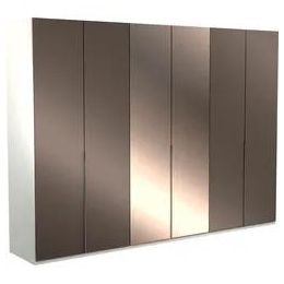 Kleiderschrank Musterring "San Diego, Kleiderschrank, Schrank, Garderobe, mit Spiegel", wei&szlig;, B:300cm H:216cm T:58cm, Glas, Holzwerkstoff, Schr&auml;nke, Kleiderschrank, 6-t&uuml;rig (ged&auml;mpft), 6 B&ouml;den, 3 Kleiderstange, Chromgriffe