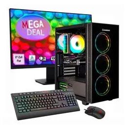 Hyrican GAMEMAX Gaming-PC-Komplettsystem "MegaDeal Draco XD 2693 AMD Ryzen 5 5500 RTX 5060 16GB 1TB SSD", Energieeffizienz: E (A-G), schwarz, Microsoft Windows 11 Home (64 Bit), 16 GB RAM 1.000 GB SSD, Computer_Komplettsysteme, Windows 11 + MSI PRO MP273A Monitor, 69cm (27")