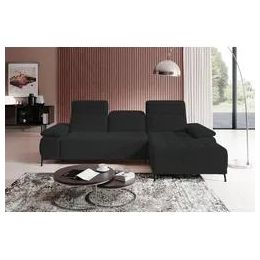 Ecksofa WERK2 "Focus-S, inkl. elektr. Sitzvorzug, manuelle Kopfteilverstellung", anthrazit, B:277cm H:82cm T:177cm, 100% Polyester, Sofas, Ecksofa, elektr. Sitztiefenverstellung, flexible Kopfst&uuml;tzen, 12cm F&uuml;&szlig;e, L-Form
