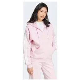 Kapuzensweatshirt Adidas SPORTSWEAR "W 3S FL FZ HD", Damen, Gr. XS, clear pink, wei&szlig;, Obermaterial: 55% Baumwolle, 36% Polyester, 9% Viskose, angesetztes B&uuml;ndchen, Sweatshirts