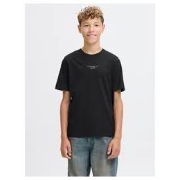 Jack & Jones T-Shirt JACK & JONES JUNIOR "JJKENJI TEE SS CREW NECK JNR", Jungen, Gr. 152, schwarz, Single Jersey, Obermaterial: 100% Baumwolle, unifarben, relaxed fit normal, Rundhals, Shirts T-Shirt