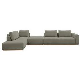 Wohnlandschaft Musterring, olive, B:395cm H:78cm T:202cm, 100% Polyester, Sofas, Wohnlandschaft, Anreihsofa mit Armlehne rechts, Eckteil links mit Kissen & Hocker