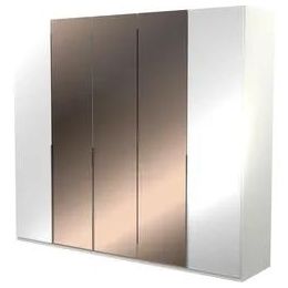 Kleiderschrank Musterring "San Diego, Kleiderschrank, Schrank, Garderobe, mit Spiegel", wei&szlig;, B:250cm H:216cm T:58cm, Glas, Holzwerkstoff, Schr&auml;nke, Kleiderschrank, 5-t&uuml;rig (ged&auml;mpft), 10 B&ouml;den, 5 Kleiderstange, Chromgriffe