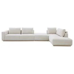 Wohnlandschaft Musterring, nature, B:395cm H:78cm T:202cm, 100% Polyester, Sofas, Wohnlandschaft, Anreihsofa mit Armlehne links, Eckteil rechts mit Kissen & Hocker