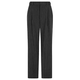 Stoffhose Urban Classics "Urban Classics Ladies Pinstripe Wide Leg Trousers", Damen, Gr. 27, Normalgr&ouml;&szlig;en, schwarzgrau, wei&szlig;, 94% Polyester, 4% Elasthan, 2% Viskose, unifarben, loose fit, Hosen Stoffhose