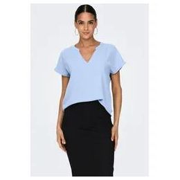Jacqueline de Yong Shirtbluse JDY "JDYLION S/S TOP WVN NOOS", Damen, Gr. 40, powder blau, Web, Obermaterial: 100% Polyester, unifarben, regular fit normal, V-Ausschnitt, Blusen