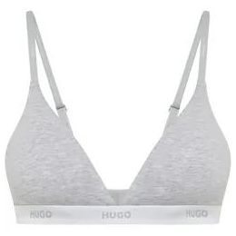 Triangel-BH HUGO UNDERWEAR "aus Stretch-Baumwolle mit Logo-Unterbrustband", Damen, Gr. L, N-Gr, medium grau 033, Obermaterial: 93% Baumwolle, 7% Elasthan, BHs Triangel-BH, mit herausnehmbaren Polstern, geformte K&ouml;rbchen