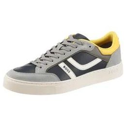 Sneaker BOSS ORANGE "Rhys_Tenn_pumi", Herren, Gr. 42, blau, grau, Lederimitat, unifarben mit Farbeins&auml;tzen, Schuhe Sneaker, Freizeitschuh, Halbschuh, Schn&uuml;rschuh mit farbigen Bes&auml;tzen