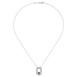 Collier "mit Zirkonia und Kristallstein, Silber 925", blau, Giorgio Martello MILANO, Halsketten, Damen, 45cm, Silber 925 (Sterlingsilber), Collier