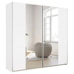 Schwebet&uuml;renschrank Rauch "Kleiderschrank Dreht&uuml;renschrank Schrank Garderobe KRONACH TOPSELLER", wei&szlig; (alpinwei&szlig;, griffleisten alu, 2 spiegel), B:218cm H:210cm T:59cm, Holzwerkstoff, Schr&auml;nke, Schwebet&uuml;renschrank, optional ohne, mit 1 oder 2 Spiegel, viel Stauraum MADE IN GERMANY