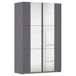 Schwebet&uuml;renschrank Rauch "Kleiderschrank Dreht&uuml;renschrank Schrank Garderobe KRONACH TOPSELLER", grau (graumetallic, griffleisten grau, 2 spiegel), B:131cm H:210cm T:59cm, Holzwerkstoff, Schr&auml;nke, Schwebet&uuml;renschrank, optional ohne, mit 1 oder 2 Spiegel, viel Stauraum MADE IN GERMANY