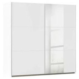 Schwebet&uuml;renschrank Rauch "Kleiderschrank Dreht&uuml;renschrank Schrank Garderobe KRONACH TOPSELLER", wei&szlig; (alpinwei&szlig;, griffleisten alu, 1 spiegel), B:218cm H:210cm T:59cm, Holzwerkstoff, Schr&auml;nke, Schwebet&uuml;renschrank, optional ohne, mit 1 oder 2 Spiegel, viel Stauraum MADE IN GERMANY