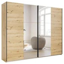 Schwebet&uuml;renschrank Rauch "Kleiderschrank Dreht&uuml;renschrank Schrank Garderobe KRONACH TOPSELLER", braun (eiche artisan, griffleisten grau, 2 spiegel), B:261cm H:210cm T:59cm, Holzwerkstoff, Schr&auml;nke, Schwebet&uuml;renschrank, optional ohne, mit 1 oder 2 Spiegel, viel Stauraum MADE IN GERMANY
