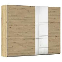 Schwebet&uuml;renschrank Rauch "Kleiderschrank Dreht&uuml;renschrank Schrank Garderobe KRONACH TOPSELLER", braun (eiche artisan, griffleisten alu, 1 spiegel), B:261cm H:210cm T:59cm, Holzwerkstoff, Schr&auml;nke, Schwebet&uuml;renschrank, optional ohne, mit 1 oder 2 Spiegel, viel Stauraum MADE IN GERMANY