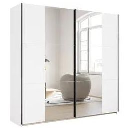 Schwebet&uuml;renschrank Rauch "Kleiderschrank Dreht&uuml;renschrank Schrank Garderobe KRONACH TOPSELLER", wei&szlig; (alpinwei&szlig;, griffleisten grau, 2 spiegel), B:218cm H:210cm T:59cm, Holzwerkstoff, Schr&auml;nke, Schwebet&uuml;renschrank, optional ohne, mit 1 oder 2 Spiegel, viel Stauraum MADE IN GERMANY