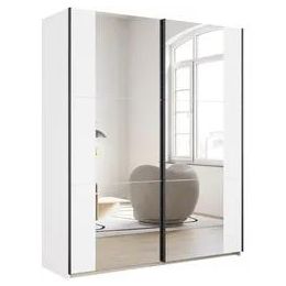 Schwebet&uuml;renschrank Rauch "Kleiderschrank Dreht&uuml;renschrank Schrank Garderobe KRONACH TOPSELLER", wei&szlig; (alpinwei&szlig;, griffleisten grau, 2 spiegel), B:175cm H:210cm T:59cm, Holzwerkstoff, Schr&auml;nke, Schwebet&uuml;renschrank, optional ohne, mit 1 oder 2 Spiegel, viel Stauraum MADE IN GERMANY