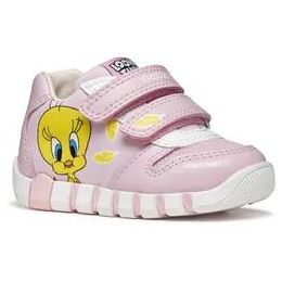 Klettschuh Geox "B IUPIDOO GIRL", Kinder, Gr. 26, rosa, Lederimitat, Textil, Schuhe Klettschuh, Halbschuh, Sneaker mit Tweety Motiv, Gr&ouml;&szlig;enschablone zum Download