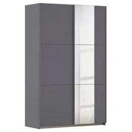 Schwebet&uuml;renschrank Rauch "Kleiderschrank Dreht&uuml;renschrank Schrank Garderobe KRONACH TOPSELLER", grau (graumetallic, griffleisten grau, 1 spiegel), B:131cm H:210cm T:59cm, Holzwerkstoff, Schr&auml;nke, Schwebet&uuml;renschrank, optional ohne, mit 1 oder 2 Spiegel, viel Stauraum MADE IN GERMANY