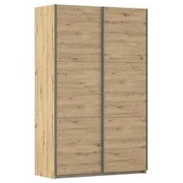 Schwebet&uuml;renschrank Rauch "Kleiderschrank Dreht&uuml;renschrank Schrank Garderobe KRONACH TOPSELLER", braun (eiche artisan, griffleisten grau), B:131cm H:210cm T:59cm, Holzwerkstoff, Schr&auml;nke, Schwebet&uuml;renschrank, optional ohne, mit 1 oder 2 Spiegel, viel Stauraum MADE IN GERMANY