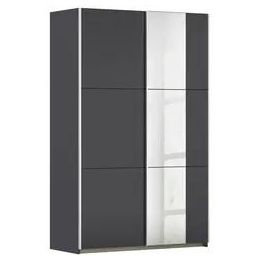 Schwebet&uuml;renschrank Rauch "Kleiderschrank Dreht&uuml;renschrank Schrank Garderobe KRONACH TOPSELLER", grau (graumetallic, griffleisten alu, 1 spiegel), B:131cm H:210cm T:59cm, Holzwerkstoff, Schr&auml;nke, Schwebet&uuml;renschrank, optional ohne, mit 1 oder 2 Spiegel, viel Stauraum MADE IN GERMANY