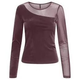 Langarmshirt Only "ONLSMOOTH L/S MESH MIX TOP BOX JRS", Damen, Gr. S, winetasting detail:assymetric, Jersey, Obermaterial: 96% Polyester, 4% Elasthan, unifarben, regular fit, Rundhals, Shirts Langarmshirt
