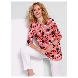 Longshirt Classic Basics "Longshirt", Damen, Gr. 52, koralle, schwarz, bedruckt, 100% Baumwolle, gemustert, gepunktet, mehrfarbig, Rundhals, Shirts Longshirt