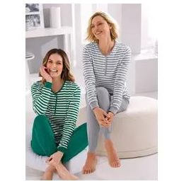 w&auml;schepur Schlafanzug W&Auml;SCHEPUR, Damen, Gr. 48/50, gr&uuml;n, wei&szlig;, steingrau, wei&szlig;, 100% Baumwolle, Homewear-Sets Schlafanzug