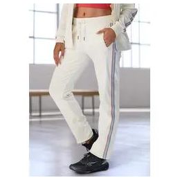 H.I.S. Jogginghose H.I.S, Herren, Gr. XS (32/34), N-Gr, ecru, Interlock, Obermaterial: 100% Baumwolle, unifarben mit Farbeinsatz, bequem lang, Hosen Jogginghose, mit seitlichem Tapestreifen