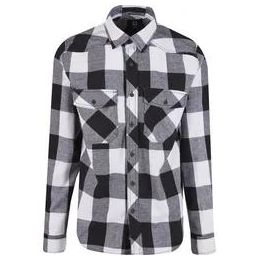 Langarmhemd BRANDIT "Brandit Herren Checked Shirt", Herren, Gr. 4XL, US-Gr&ouml;&szlig;en, wei&szlig;, schwarz, 100% Baumwolle, normal, Hemden