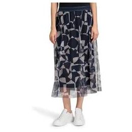 BETTY & CO Midirock BETTY & CO "Damen mit Print", Damen, Gr. 38, dunkelblau, nature, Netz, Obermaterial: 100% Polyester; Futter: 100% Polyester, figurumspielend lang, R&ouml;cke