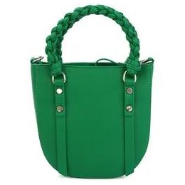 Schultertasche Harpa "HAYA", Damen, Gr. B/H/T: 19cm x 20cm x 19cm, gr&uuml;n, Polyurethan (PU), unifarben, Taschen Schultertasche, in abgerundeter Form mit geflochtenem Henkel