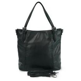 Schultertasche Harpa "LUGANA", Damen, Gr. B/H/T: 13cm x 31cm x 40cm, schwarz, Polyurethan (PU), unifarben, Taschen Schultertasche, mit stylischen Ziern&auml;hten