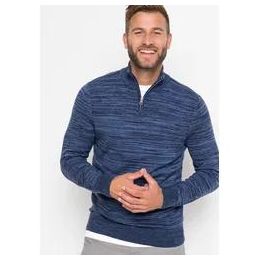 Troyer bonprix, Herren, Gr. 56/58 (XL), blau (dunkelblau meliert), Feinstrick, Obermaterial: 50% Baumwolle, 50% Polyacryl, meliert, unifarben, regular fit h&uuml;ftlang, Rundhals, Strickb&uuml;ndchen, Pullover Troyer, aus Baumwolle und Polyacryl, mit Stehkragen und Rei&szlig;verschluss