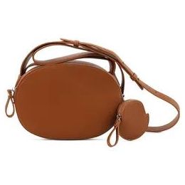 Schultertasche Harpa "Natalie", Damen, Gr. B/H/T: 9cm x 17cm x 23cm, cognac, Lederimitat, unifarben, Taschen Schultertasche, mit kleinem Anh&auml;nger-T&auml;schchen