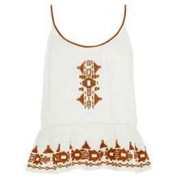 T-Shirt RAFFYA "Lilly Spaghetti Strap Embroidered Cami Damen", Damen, Gr. 36, wei&szlig;, 100% BAUMWOLLE, normal, Rundhals, Shirts T-Shirt