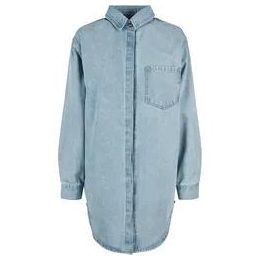 Shirtkleid Urban Classics "Urban Classics Damen Ladies Oversized Denim Shirt Dress", Damen, Gr. S, US-Gr&ouml;&szlig;en, tintedlightblauwashed, 100% Baumwolle, unifarben, oversize, Rundhals, Kleider Shirtkleid