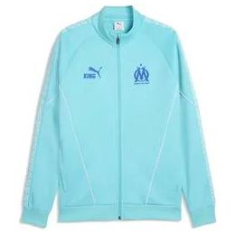 Sweatjacke Puma "Olympique de Marseille KING Anthem Jacke Herren", Herren, Gr. XXL, team aqua wei&szlig; blau, Obermaterial: 37% Baumwolle, 63% Polyester. Taschenfutter: 100% Polyester. Rippe: 93% Polyester, 7% Elasthan. Besatz: 100% Polyester, Sweatjacken Sweatjacke