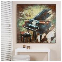 Metallbild CASABLANCA BY GILDE "Bild quadratisch Grand Piano schwarz H. 100 cm", farbe bild(er): schwarz, B:100cm H:100cm T:5cm, Metall, Bilder