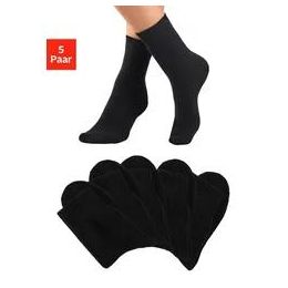 Basicsocken Lavana, Damen, Gr. 39-42, 5x schwarz, Baumwollmischung, unifarben, elastisch, Socken, Thermosocken mit Vollfrottee