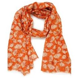 Modeschal Harpa "CLOVER", Damen, orange, Viskose, bedruckt, gebl&uuml;mt, mehrfarbig, Modet&uuml;cher, mit Botanik-Print und Metallic-Effekt
