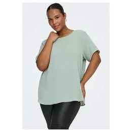 Shirtbluse Only CARMAKOMA "CARVICA SS TOP WVN NOOS", Damen, Gr. 46, jadeite, Web, Obermaterial: 97% Polyester, 3% Elasthan, unifarben, regular fit normal, Rundhals, Blusen, Materialmix, regular fit