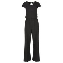 Jumpsuit Urban Classics "Urban Classics Damen Ladies Rib Wid Leg Jumpsuit", Damen, Gr. XXL, US-Gr&ouml;&szlig;en, schwarz, 95% Polyester, 5% Elasthan, unifarben, loose fit, Rundhals, Overalls Jumpsuit