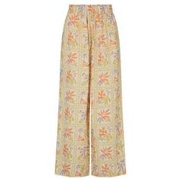 Jerseyhose RAFFYA "Matisse Wide Leg Patchwork Floral Print Trouser Damen", Damen, Gr. 36, Normalgr&ouml;&szlig;en, multi, 53% LEINEN, 47% VISKOSE, normal, Hosen Jerseyhose