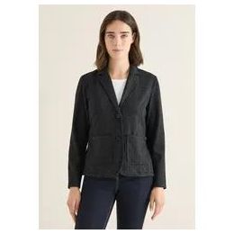 Kurzblazer Cecil, Damen, Gr. XXL (46), schwarz, Stoff, 79% Polyester, 18% Viskose, 3% Elasthan, unifarben, regular fit normal, V-Ausschnitt, abgesteppt, Blazer Kurzblazer, mit Reverskragen