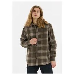Fleeceshirt WHISTLER "Hoggs", Herren, Gr. XXL, braun (braun, gelb), 60% Baumwolle, 40% Polyester, gestreift, mehrfarbig, normal, ohne Ausschnitt, Shirts, im klassischen Stil
