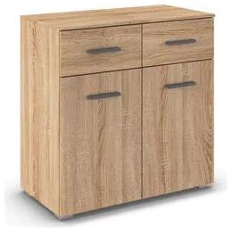 Kommode Rauch "Gamma", eiche sonoma, B:80cm H:81cm T:42cm, Holzwerkstoff, Sideboards, Kommode, mit zwei T&uuml;ren und zwei ger&auml;umigen Schubladen MADE IN GERMANY