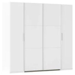 Schwebet&uuml;renschrank Rauch "Kleiderschrank Dreht&uuml;renschrank Schrank Garderobe KRONACH TOPSELLER", wei&szlig; (alpinwei&szlig;, griffleisten alu), B:225cm H:210cm T:59cm, Holzwerkstoff, Schr&auml;nke, Schwebet&uuml;renschrank, mit Dreh- und Schwebet&uuml;ren und vielen Einlegeb&ouml;den MADE IN GERMANY
