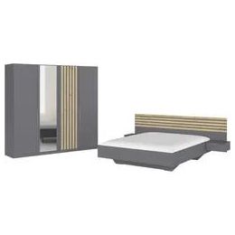 Schlafzimmer-Set Rauch "Komplettzimmer Komplett Set Schrank 226 cm Bett 160/180 cm LAMELLA", grau (graumetallic, eiche artisan), BASIC + ohne Matratze, B/H: 160cm x 200cm, BASIC, Holzwerkstoff, Schlafzimmerm&ouml;bel-Sets